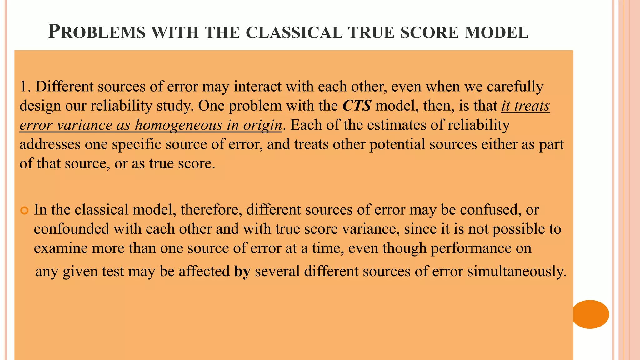 Reliability bachman 1990 chapter 6 | PPTX
