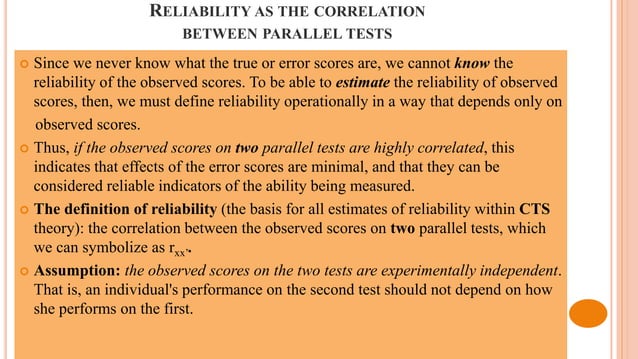 Reliability bachman 1990 chapter 6 | PPTX