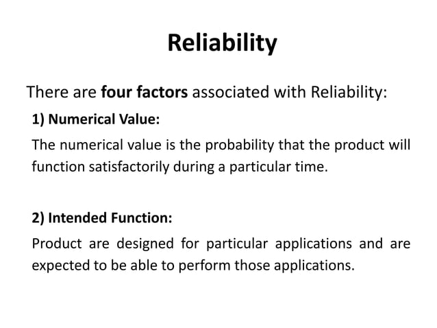Reliability and its principals | PPTX