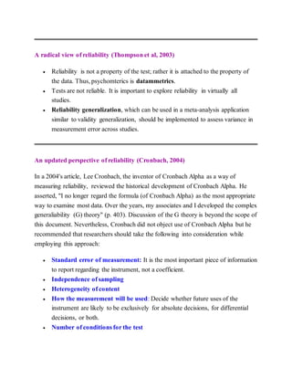 Reliability and validity | PDF