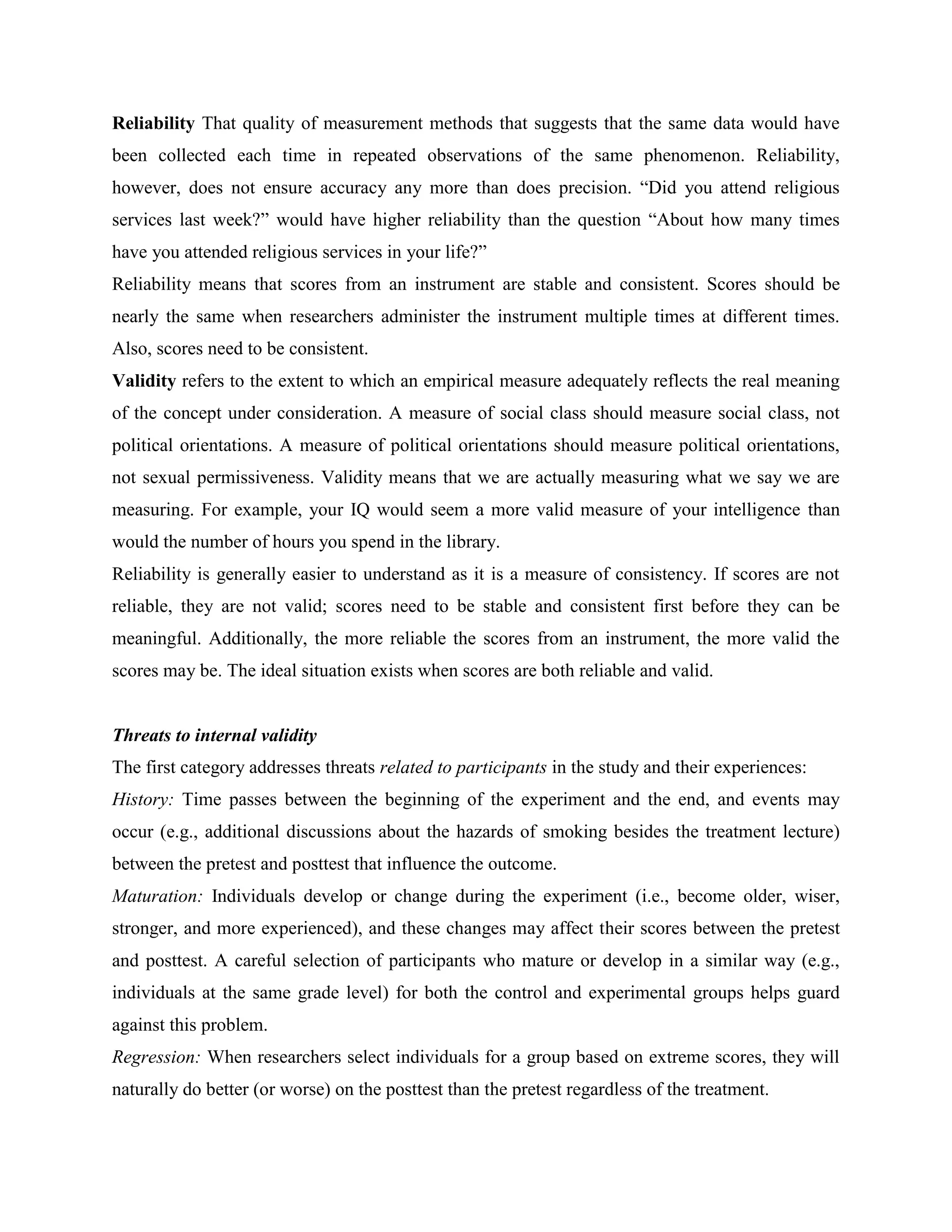 Reliability and validity | PDF