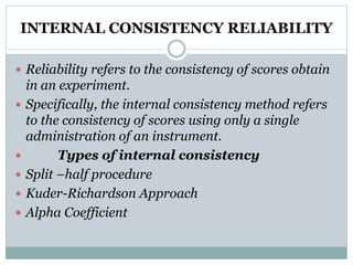 RELIABILITY AND VALIDITY | PPTX | Standardized Testing | Educational ...