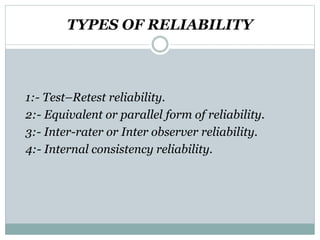 RELIABILITY AND VALIDITY | PPTX
