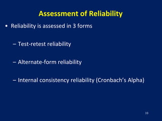 Reliability and Validity of questionnaire ...