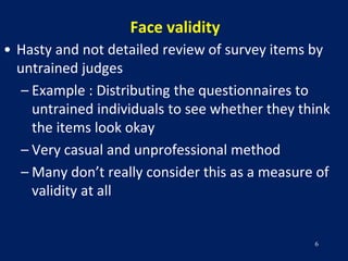 Reliability and Validity of questionnaire ...