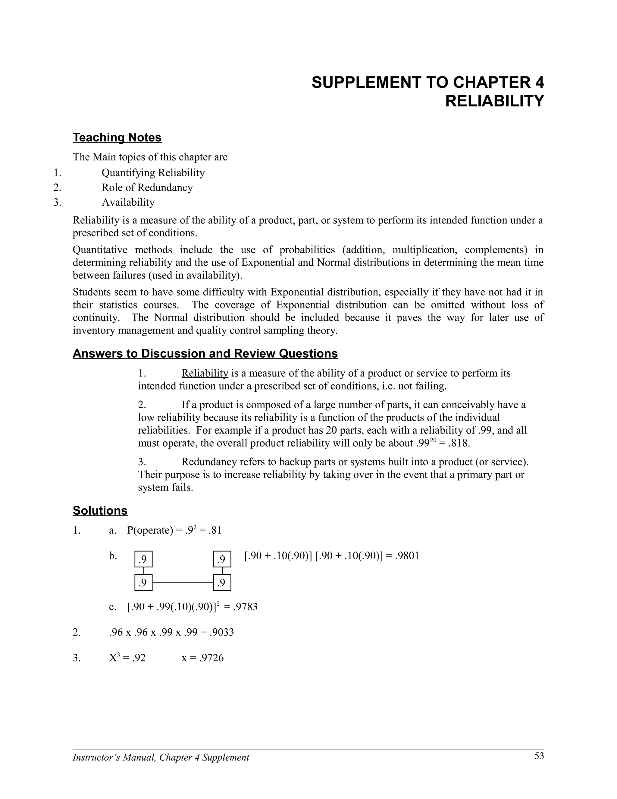 Solution to chapter 04: Reliability | DOC