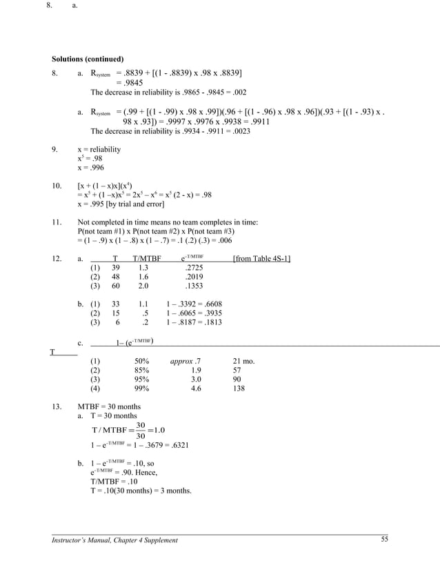 Solution to chapter 04: Reliability | DOC