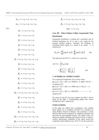 Reliability assessment for a four cylinder diesel engine | PDF