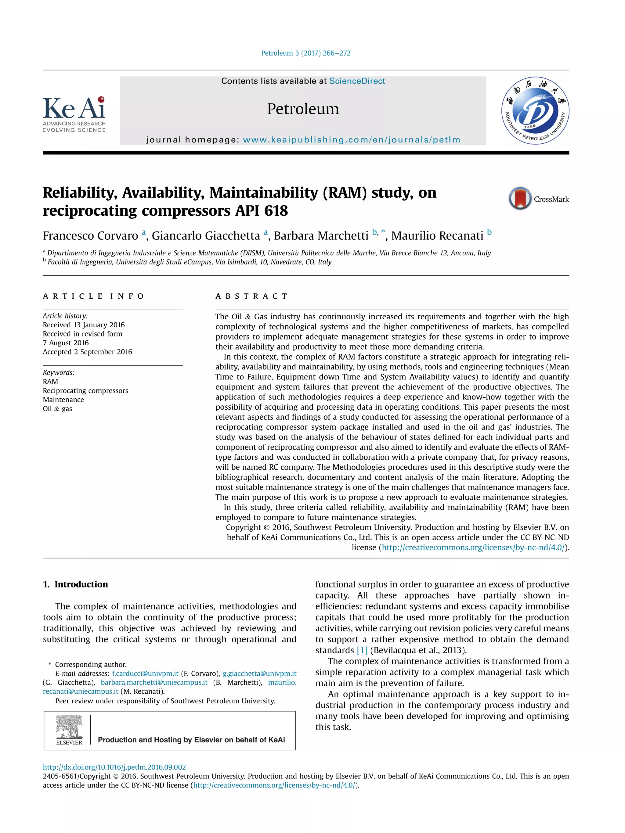 Reliability, availability, maintainability (RAM) study, on reciprocating compressors api 618 ...