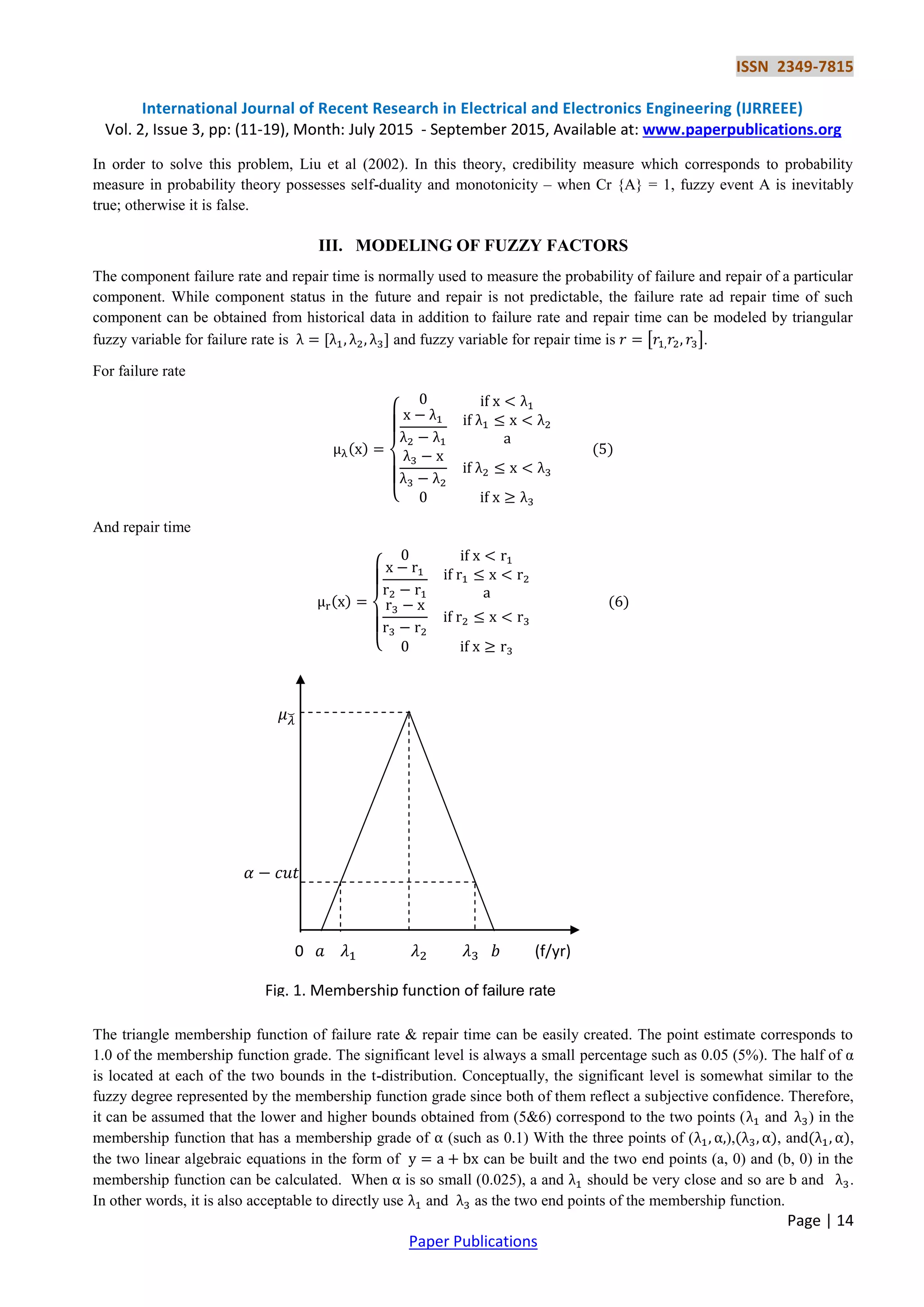 Reliability Based Power Distribution Systems Planning Using Credibility