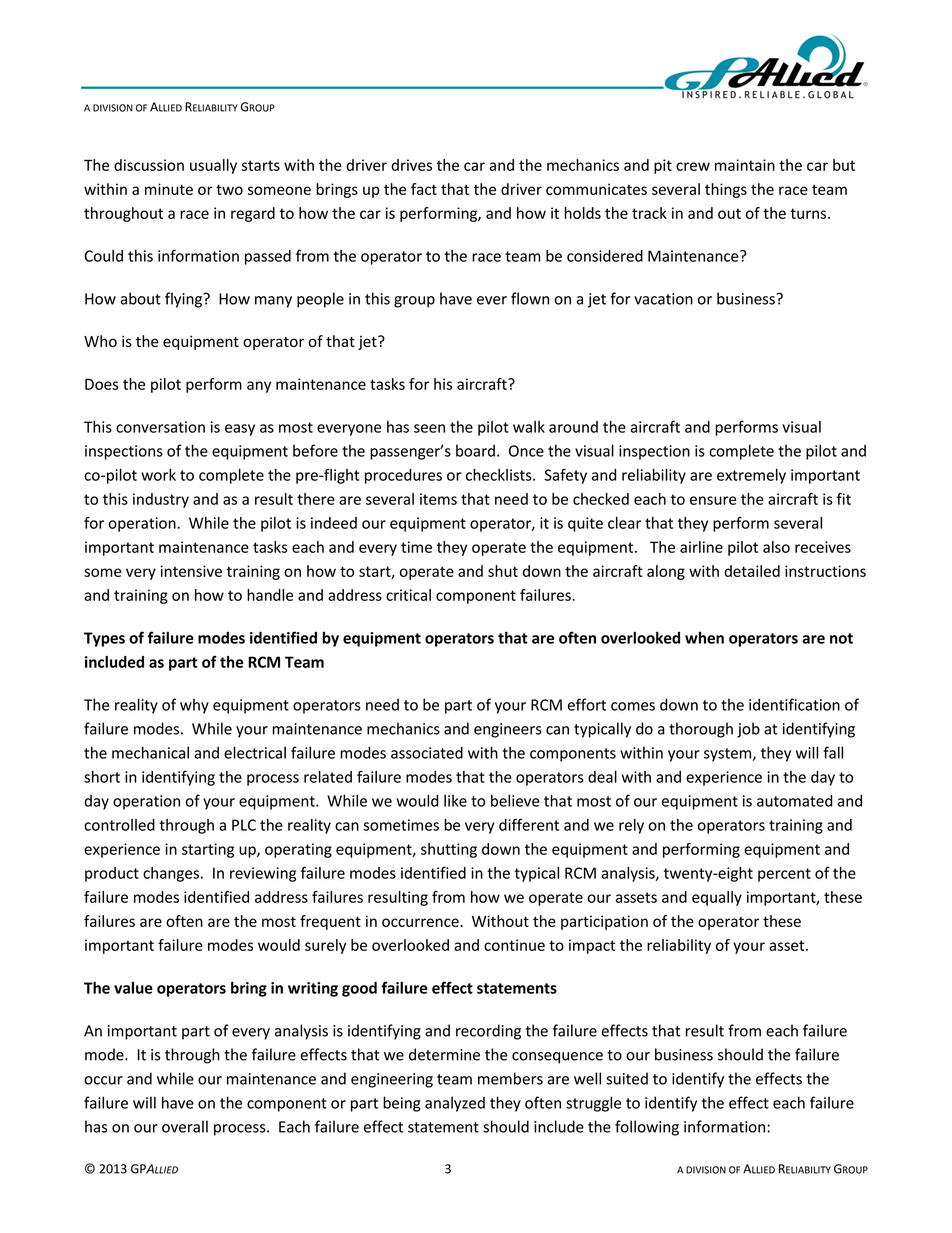 Asset Reliability Begins With Your Operators | PDF