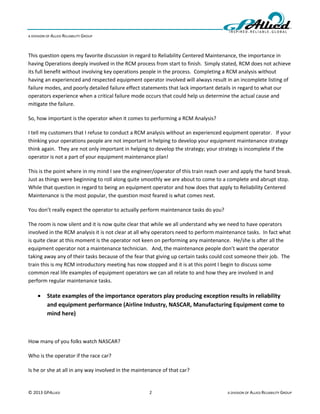 Asset Reliability Begins With Your Operators | PDF