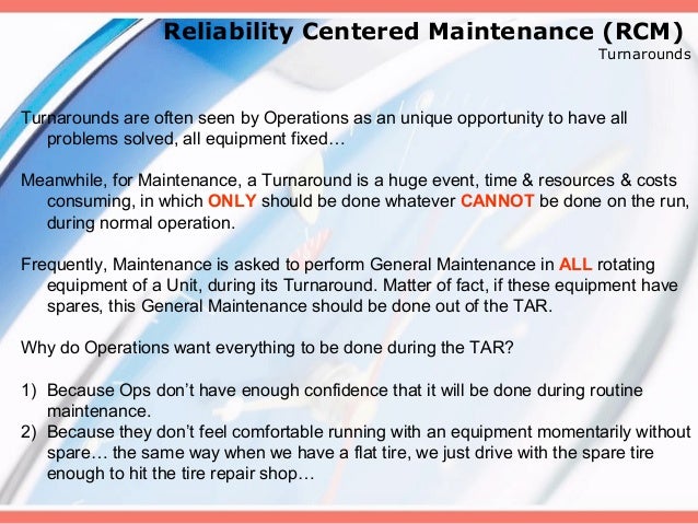 Reliability centered maintenance