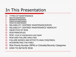 Reliability centred maintenance | PPT
