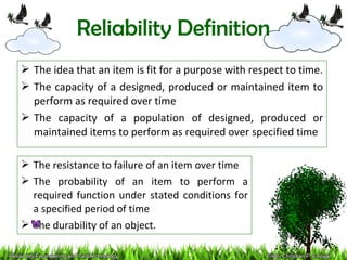 Reliability Engineering and Terotechnology | PPT