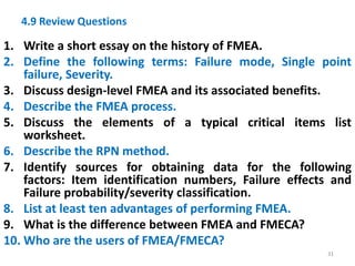 Reliability engineering chapter-4 fmea | PPTX