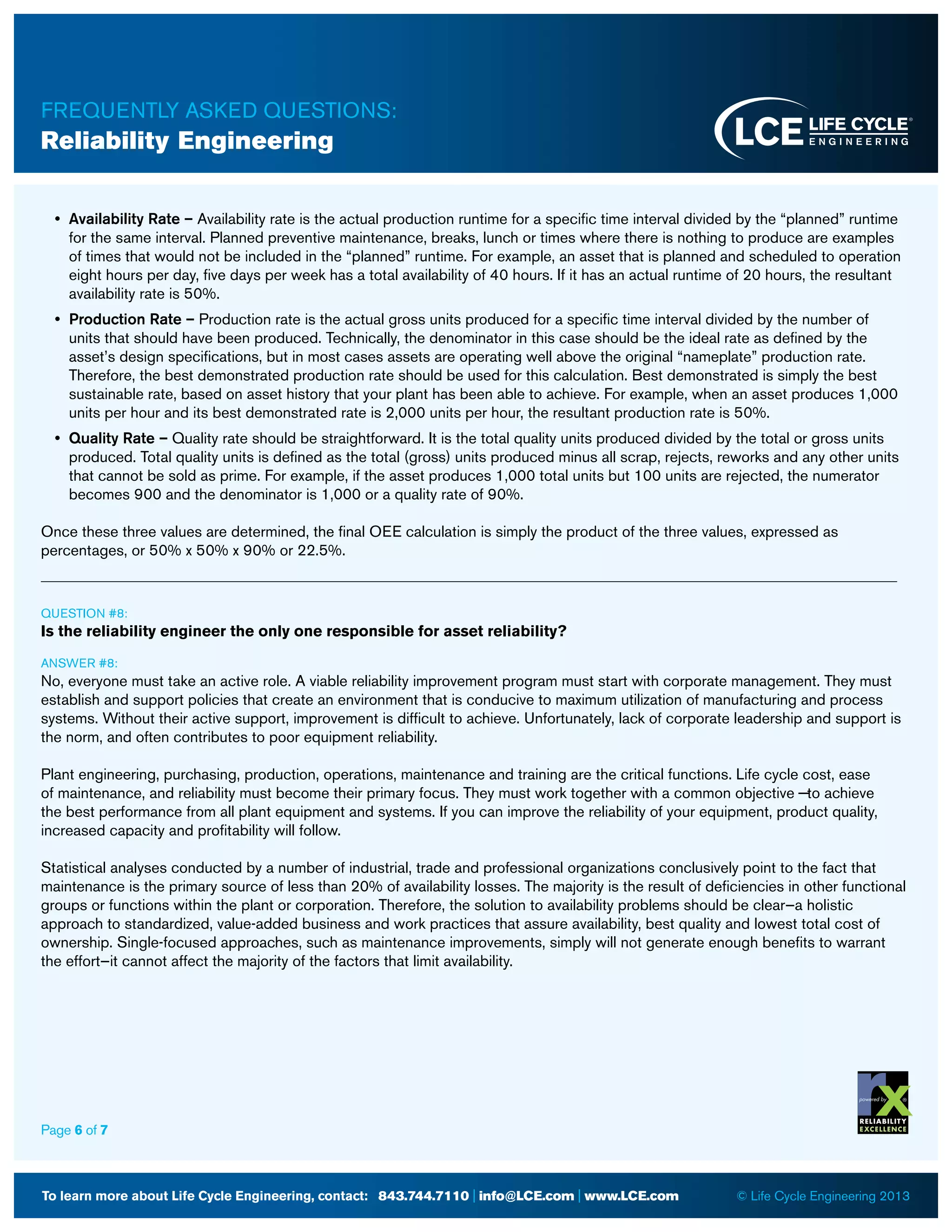 Reliability Engineering Q&A - LCE | PDF