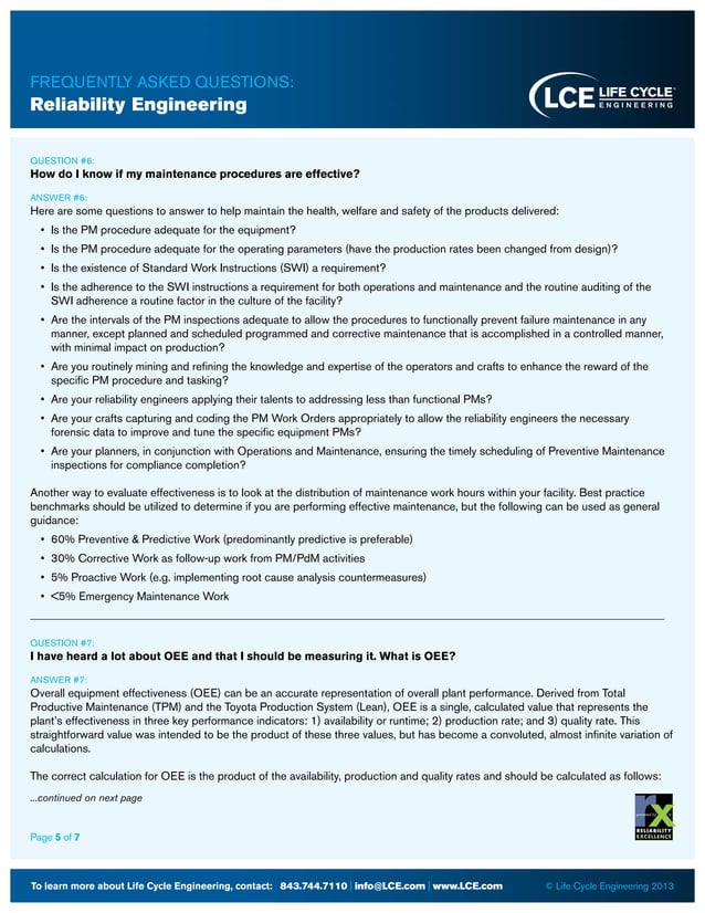 Reliability Engineering Q&A - LCE | PDF