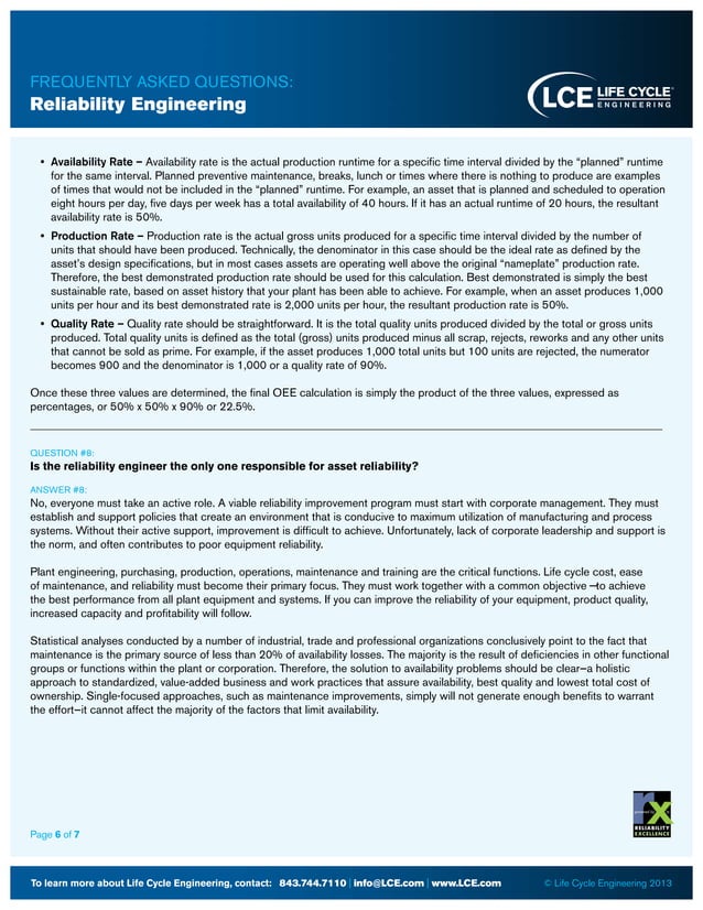 Reliability Engineering Q&A - LCE | PDF