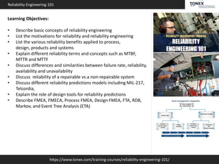 Reliability Engineering 101 : Tonex Training | PPT