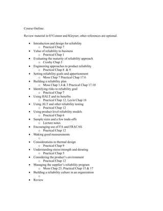 Reliability engineering management syllabus | PDF | Educational Assessment | Education