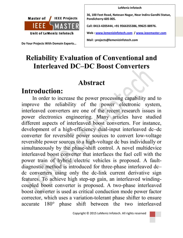 Reliability evaluation of conventional and interleaved dc–dc boost converters | PDF
