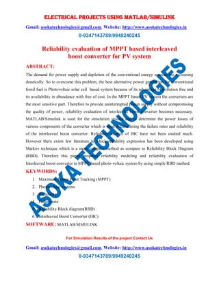Reliability evaluation of MPPT based interleaved boost converter for PV system | PDF | Computer ...
