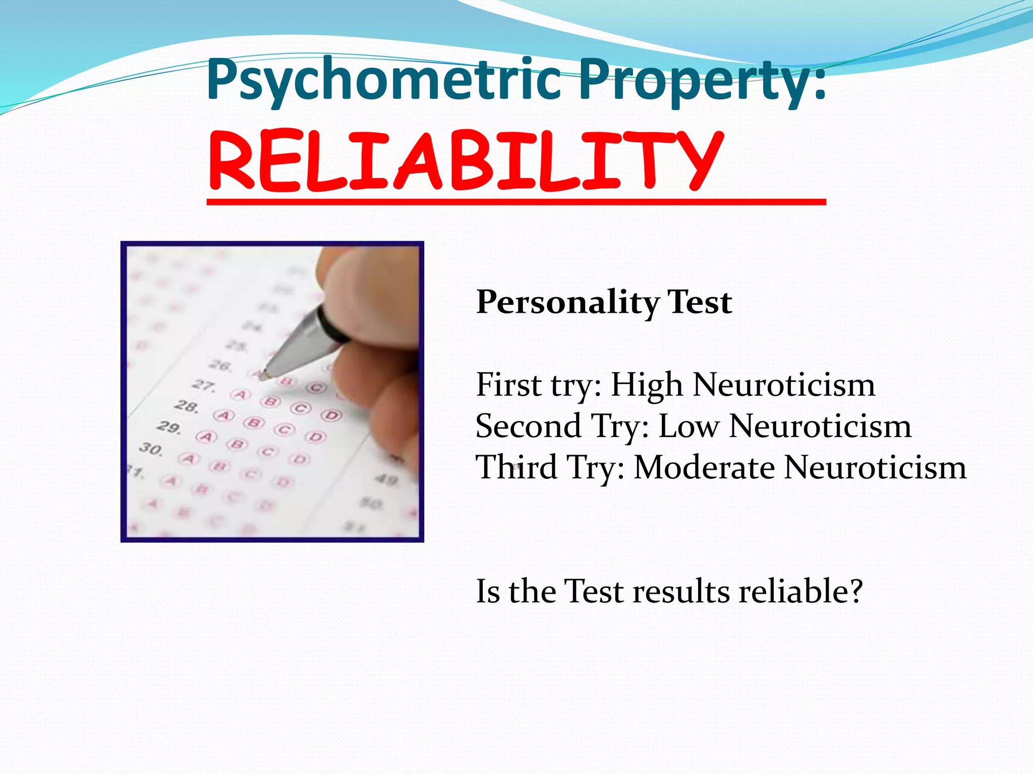 Reliability in Psychological Testing | PPTX