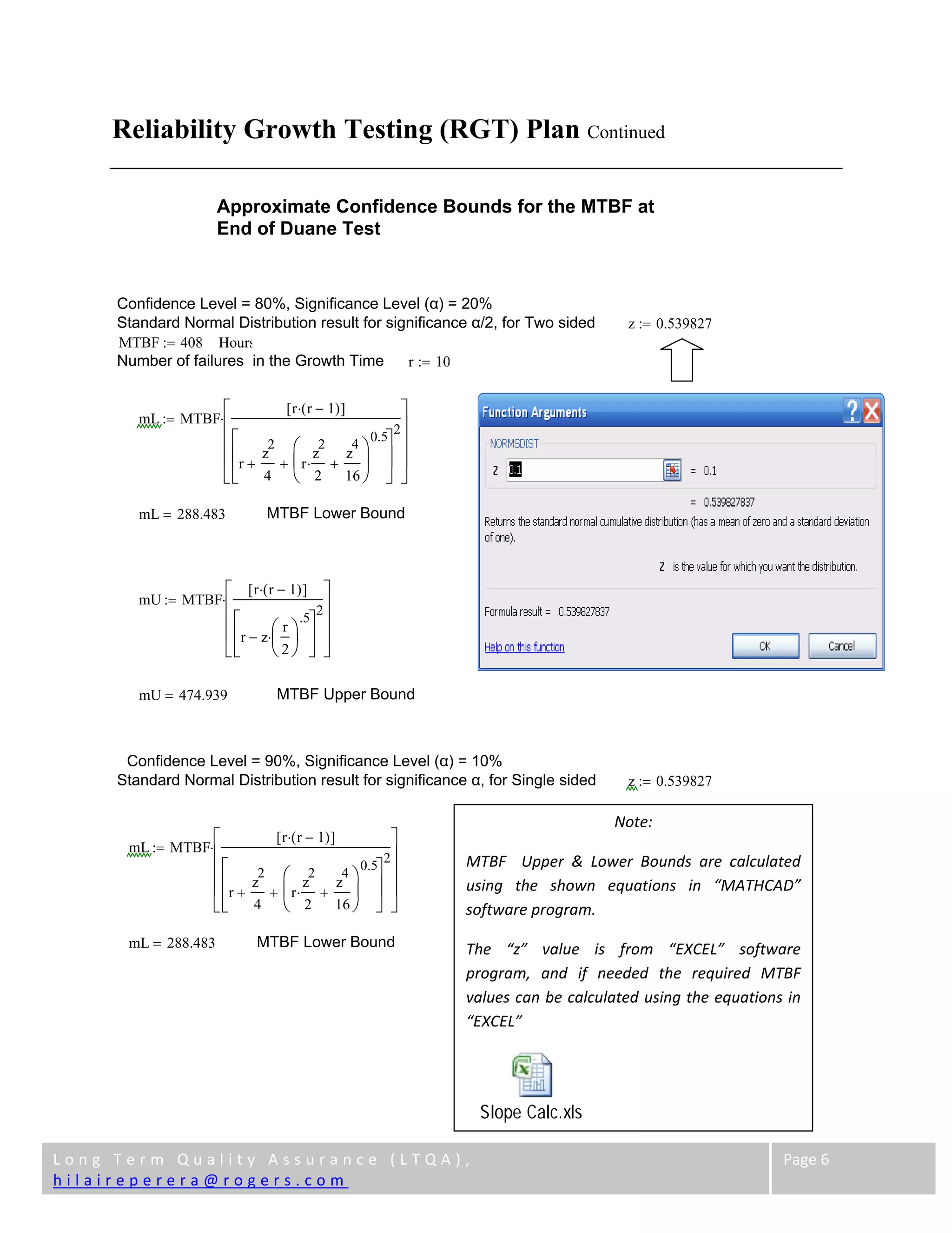 Reliability Growth Testing (RGT) Plan | PDF