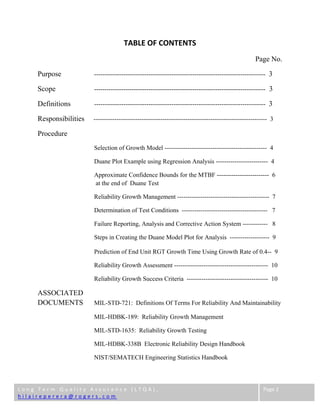 Reliability Growth Testing (RGT) Plan | PDF