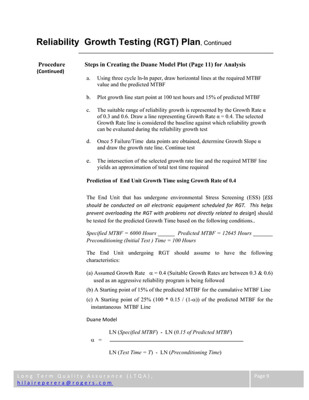 Reliability Growth Testing (RGT) Plan | PDF | Technology & Computing