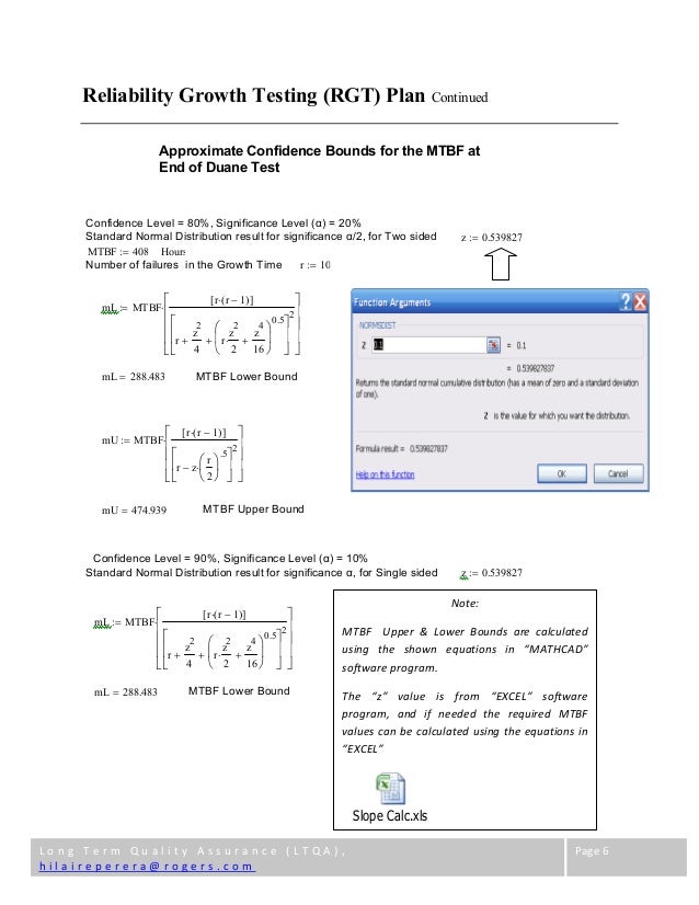 Reliability Growth Testing Rgt Plan