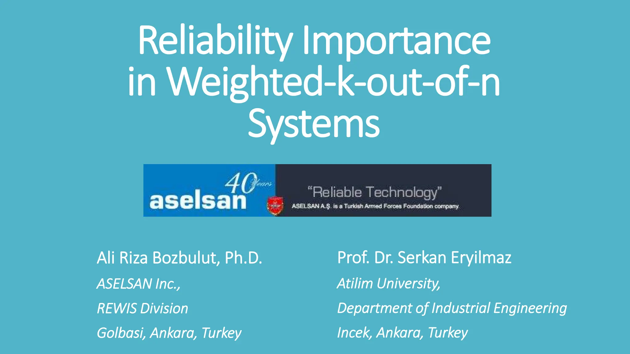 Reliability Importance in Weighted-k-out-of-n Systems | PPT