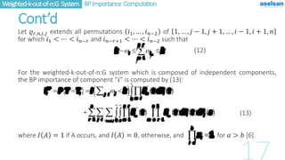 Reliability Importance in Weighted-k-out-of-n Systems | PDF