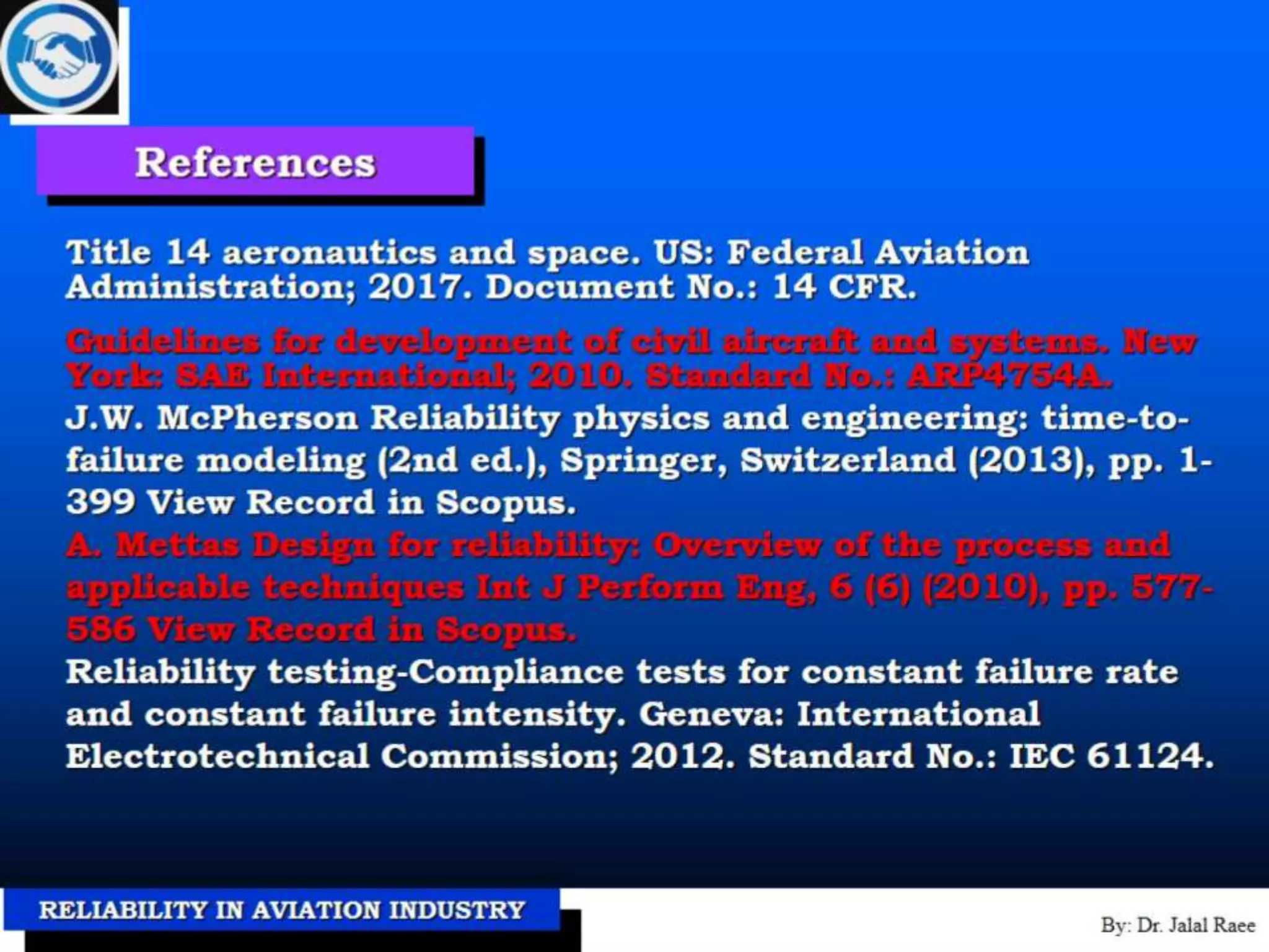 Reliability in aviation industry | PPTX
