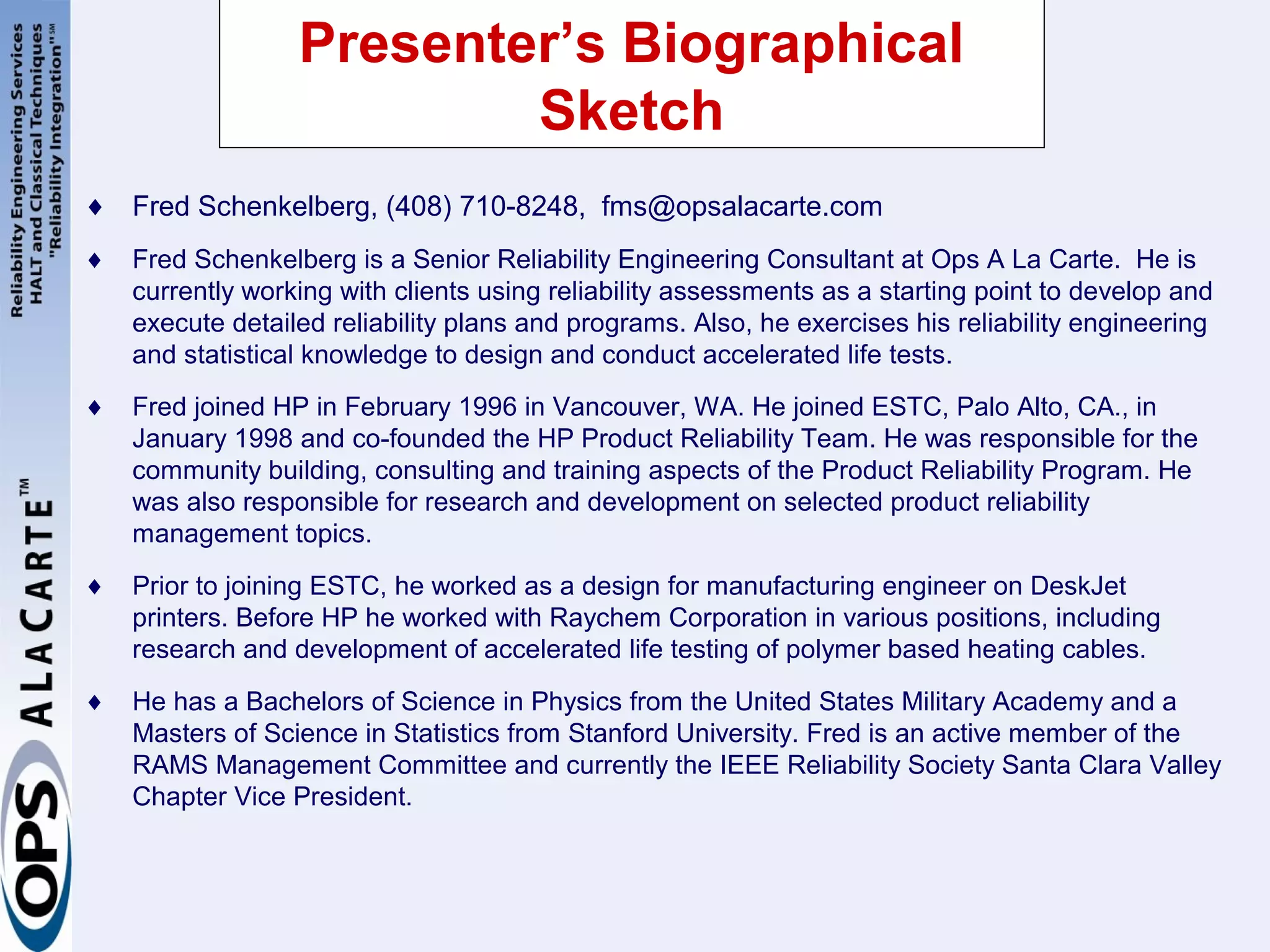 Reliability integration across the product life cycle | PPT