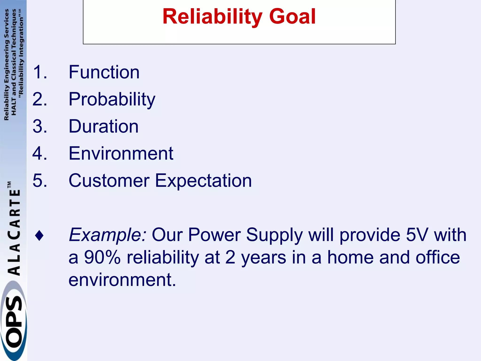 Reliability integration across the product life cycle | PPT