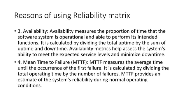 Reliability matrix in software quality.pptx