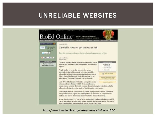 Reliability of health and medical information on the internet