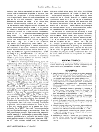 Reliability of Military Tests to Assess Soldier Readiness by MOS ...