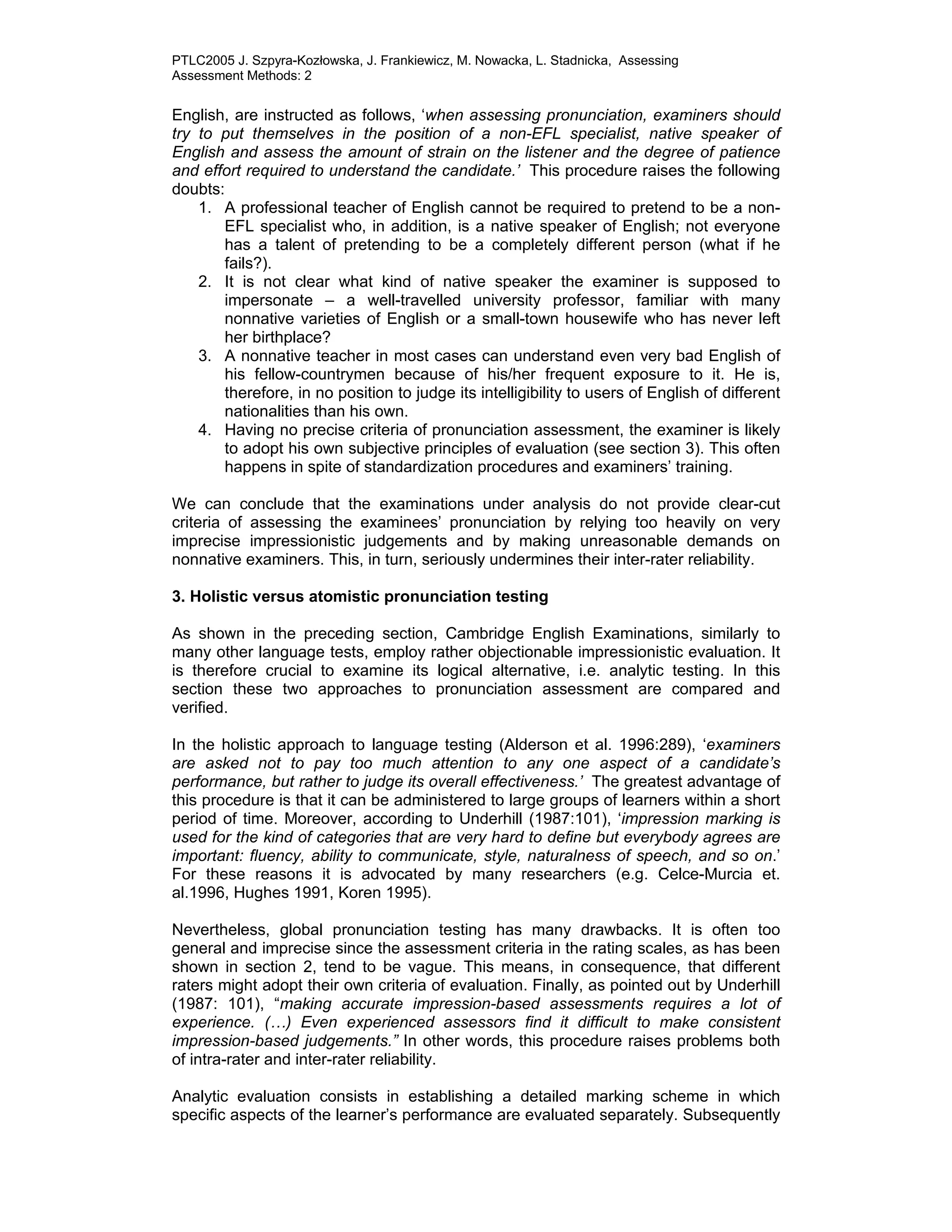 Reliability of pronunciation tests seminar | PDF