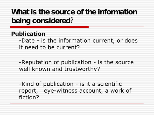 Reliability Of Sources | PPT