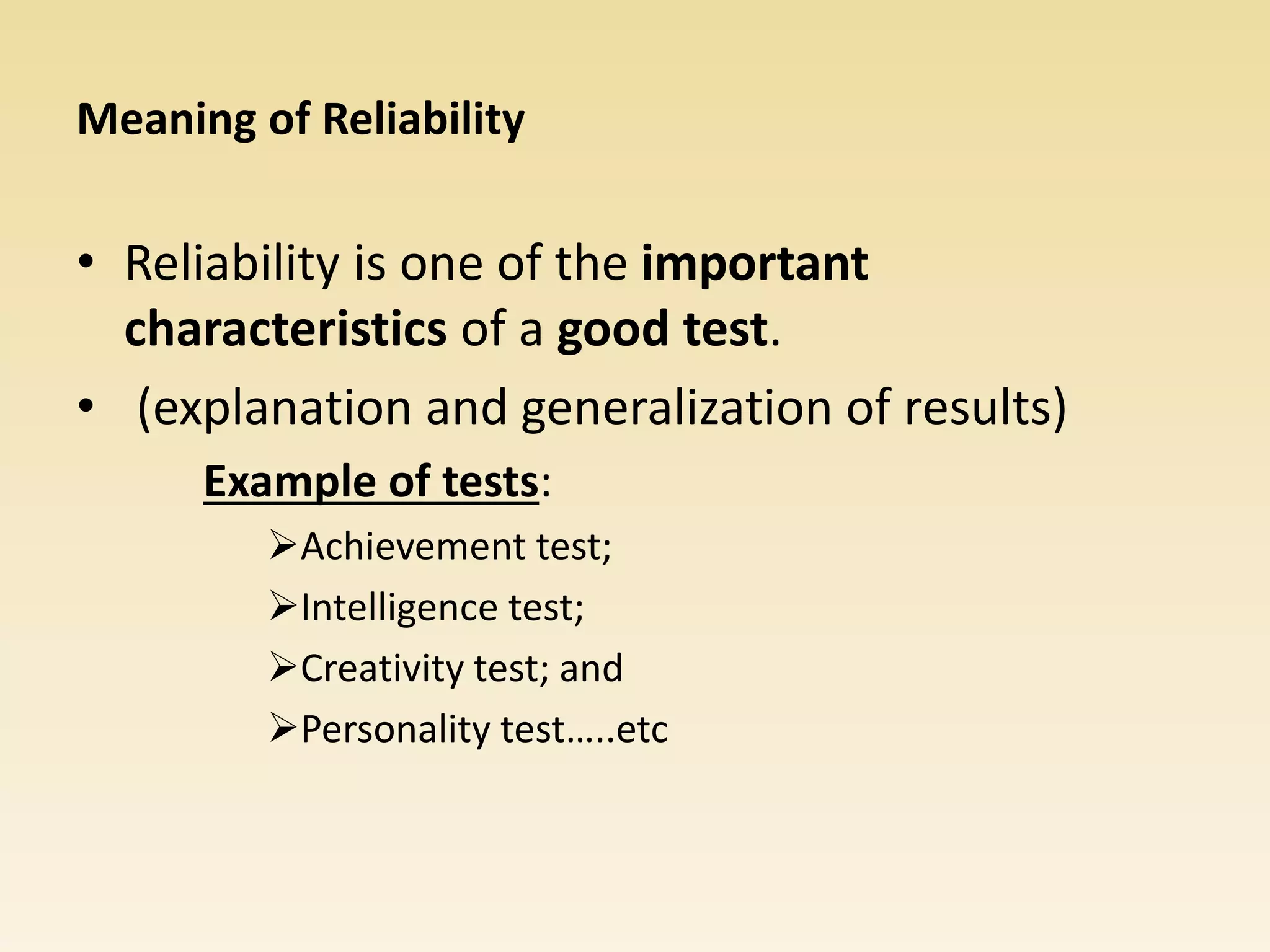 Reliability of test | PPTX