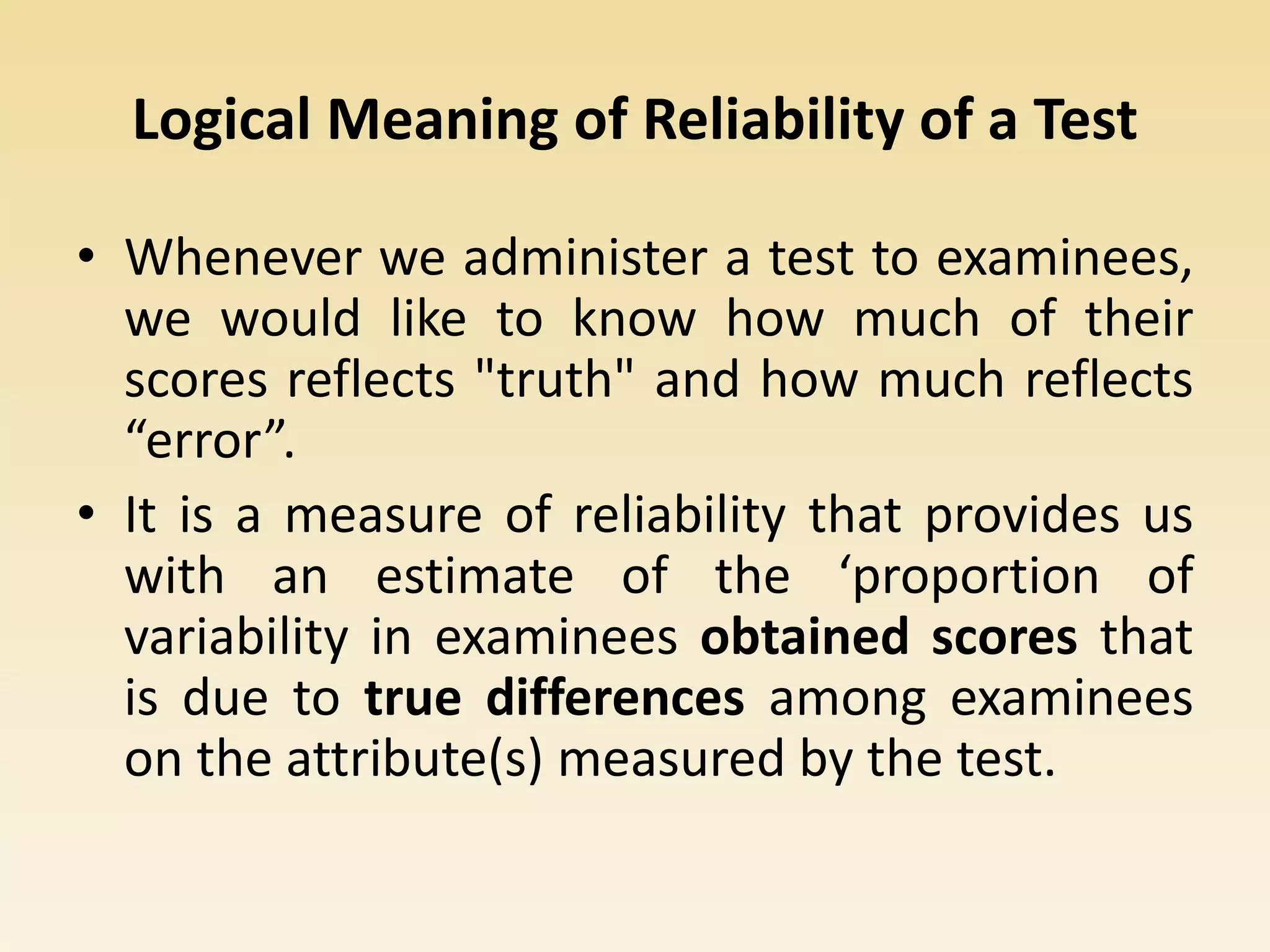 Reliability of test | PPTX