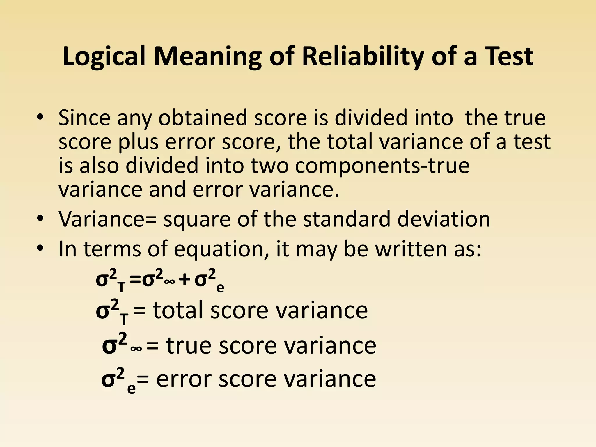 Reliability of test | PPTX