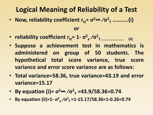 Reliability of test | PPTX