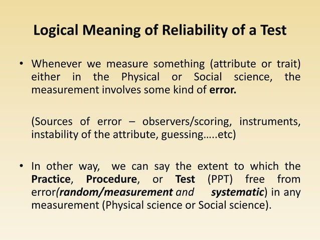 Reliability of test | PPTX