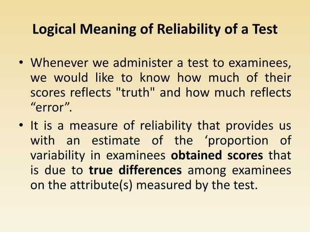 Reliability of test | PPTX