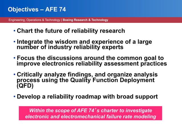 Reliability roadmap using quality function deployment