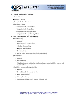 Reliability tools and integration seminar outline | PDF